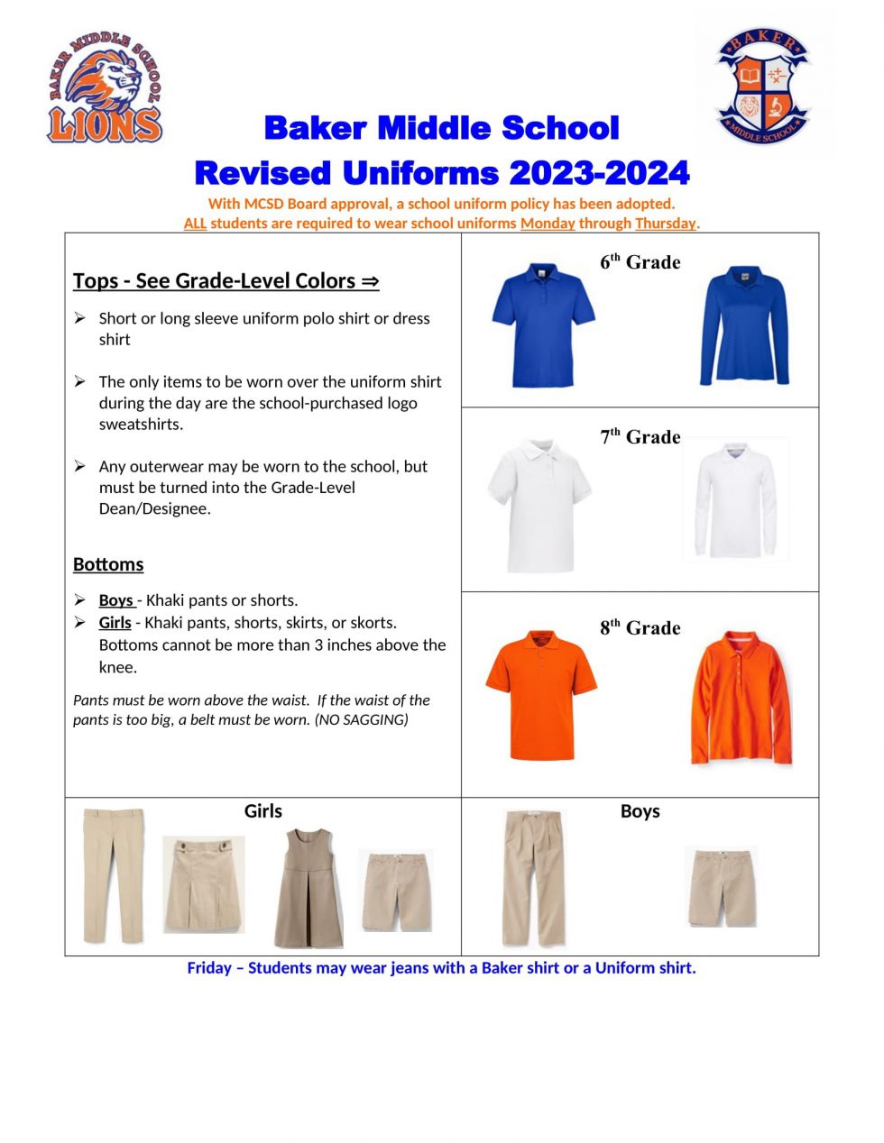 Dress Code | Baker Middle School