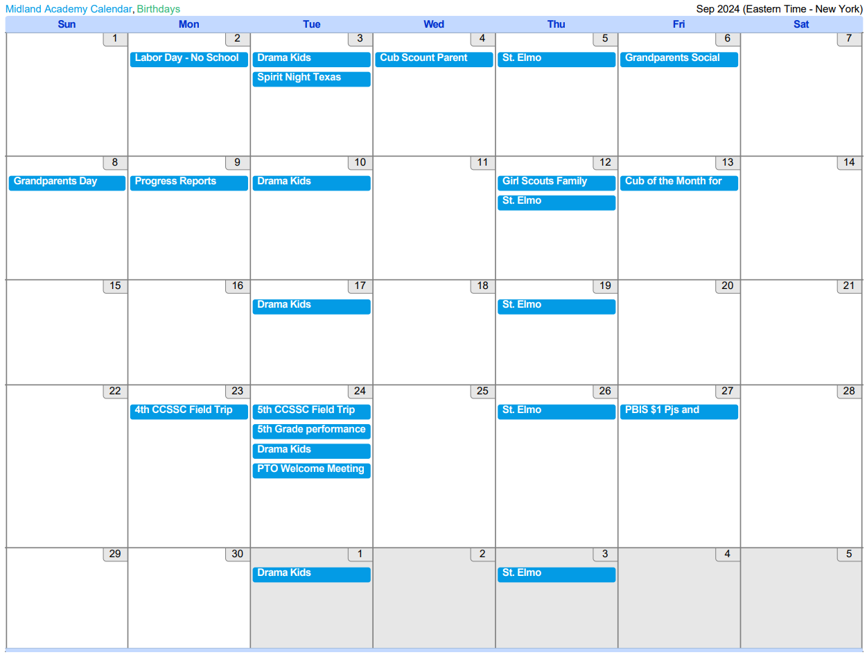 Calendar | Midland Academy
